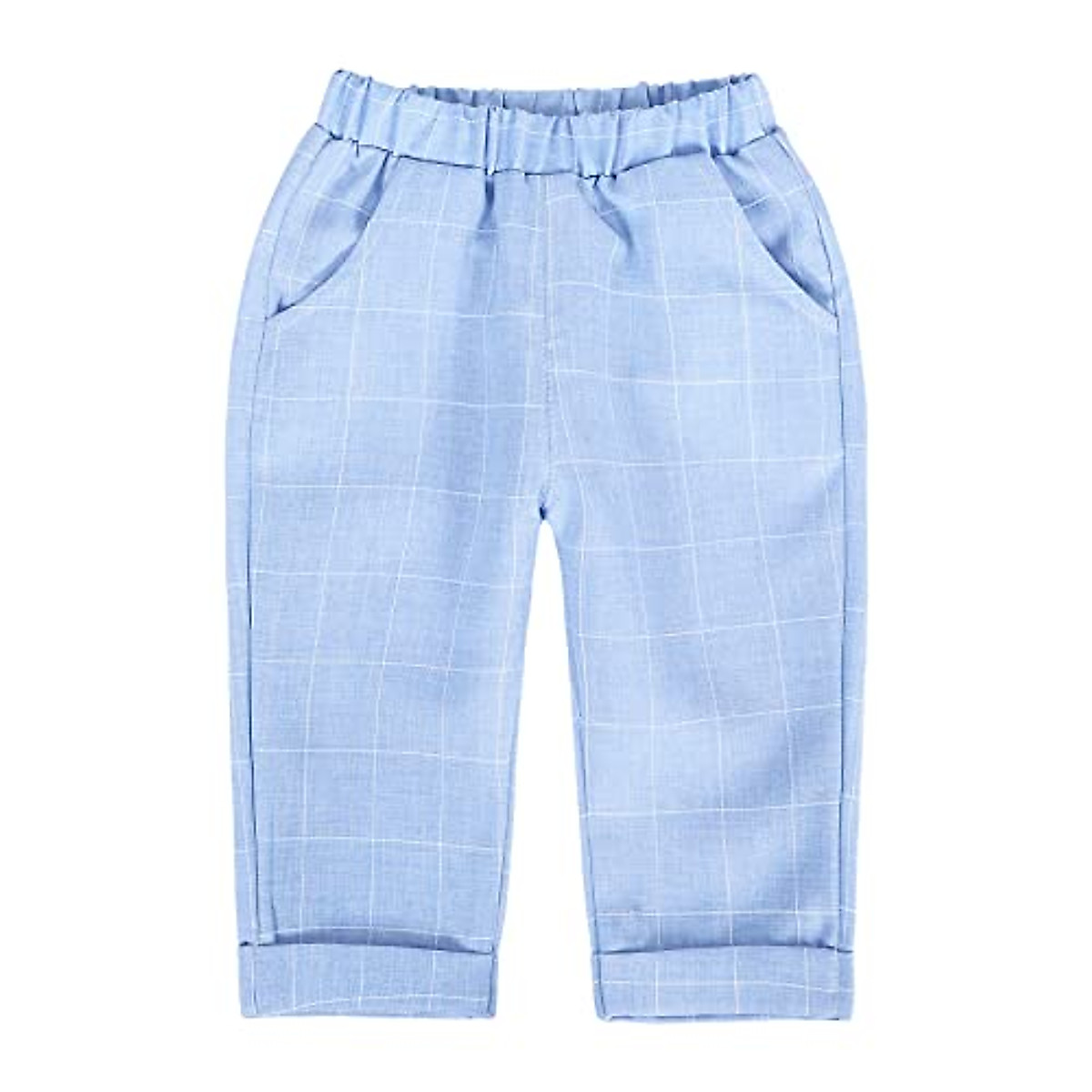 Marendyee Baby Boys' Suit Formal Outfits Long Sleeve Shirt Blue Plaid Vest Pants Gentleman Clothes Sets Wedding Photoshoot Infant Tuxedo 12-18 Months