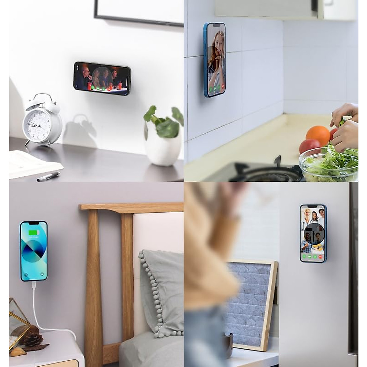 ARLIFE Sticky Magnetic Phone Wall Mount Compatible with Magsafe iPhone 14 13 12 Mini Pro Max, Holder for Samsumg and All Smartphones with Metal Ring. Wall Car Automobile Cradles Dash Shower Mount