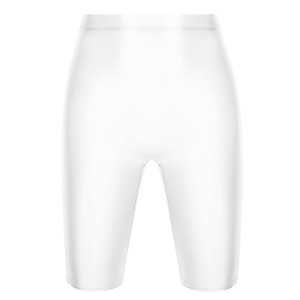 iiniim Men's Dry Fit Running Compression Tight Sport Short Pants Shiny Glossy Spandex Seamless Leggings White X-Large