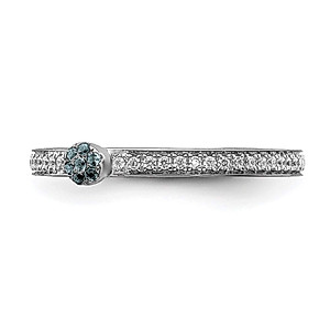 The Black Bow 14k White Gold, Aquamarine & 1/8 Ctw Diamond (I2 Clarity, I-J Color) Stackable Ring, Size 6