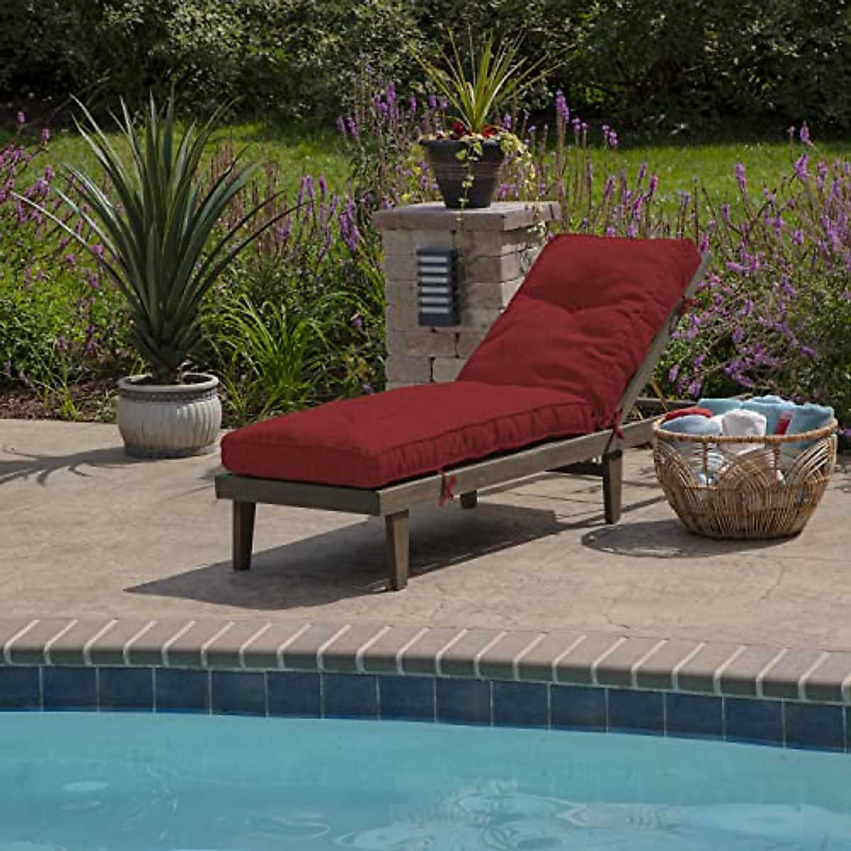 Arden Selections PolyFill Outdoor Chaise Lounge Cushion 76 x 22, Ruby Red Leala
