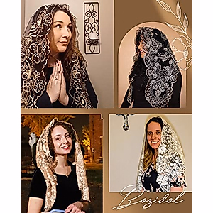 Bozidol Women's Catholic Church Mass Mantilla Veils Triangle Orthodox Headcovering Chapel Soft Lace Veil for Funeral