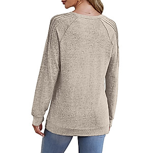 Saloogoe Fall Clothes for Women 2025 Long Tunic Sweatshirts Womens Fashion Coffee XL