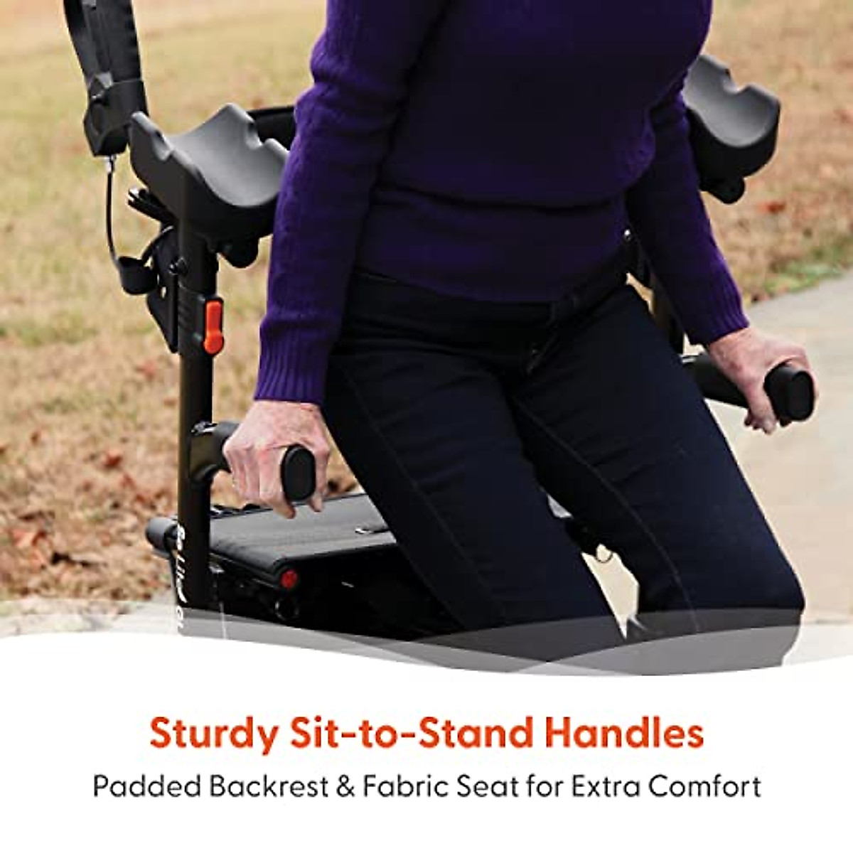 So Lite Glide Backsaver Rollator Walker - Upright Walkers for Seniors with Seat and Armrest - Stand Up Rolling Walker (Black)