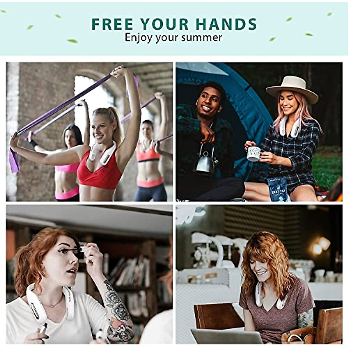 MILPROX F4 Portable Neck Fan,Rechargeable Hands Free Bladeless Personal Mini Fans,3 Speeds 70 Air Outlet, Adjustment Wearable Personal Cooling Fan for Traveling,Sports, Office-White