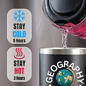 Onebttl Geography Gifts for Men, Women, Geography Teachers, Students, Geography Means The World To Me, Stainless Steel Tumbler 20OZ - Black