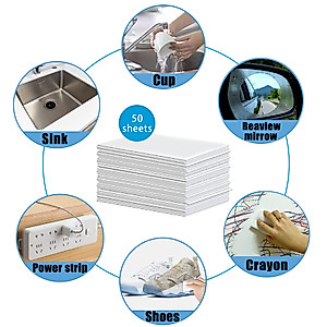 50PCS Magic Cleaning Sponge Eraser Sheets, Reusable Thin Nano Cleaner Pads Eraser Wipes for Kitchen Shoe Furniture Bathroom Shower Sink Hard-to-Reach Places
