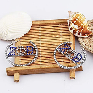 CENWA ZPB Rhinestone Drop Earring 1920 Greek Sorority Jewelry Gift for Finer Women(round- Earrings)