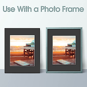 Golden State Art, Pack of 50 Black Pre-Cut 11x14 Picture Mat for 8x10 Photo with White Core Bevel Cut Mattes Sets. Includes 50 Acid-Free Bevel Cut Mats & 50 Backing Board & 50 Clear Bags