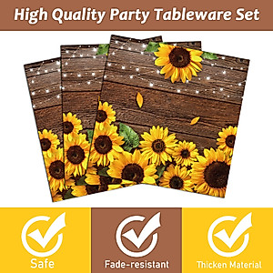 50 Guests Sunflower Bridal Birthday Party Supplies Set Summer Sunflower Plates Napkins Party Supplies Sunflower Decoration Sunflower Bridal Party Tableware for Men Women Boy Girl Sunflower 200 PCS
