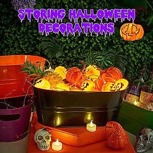 4 Pcs 4 Gallon Halloween Drink Buckets Large Ice Tubs for Parties Galvanized Metal Beverage Tin Bins for Beer Wine Champagne Cooler for Christmas Cocktail Bar Supplies