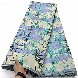 African Brocade Fabric Jacquard Damask Material Nigerian Gilding Lace Floral Cloth Brocade Tissue 5Yard for Dress