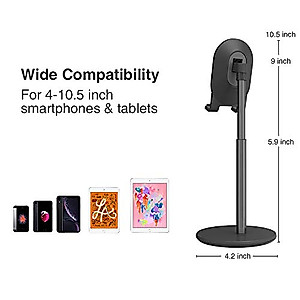 Bright Stone Cell Phone Stand, Angle Height Adjustable Tablet Stand Phone Holder for Desk (4"-10") Black