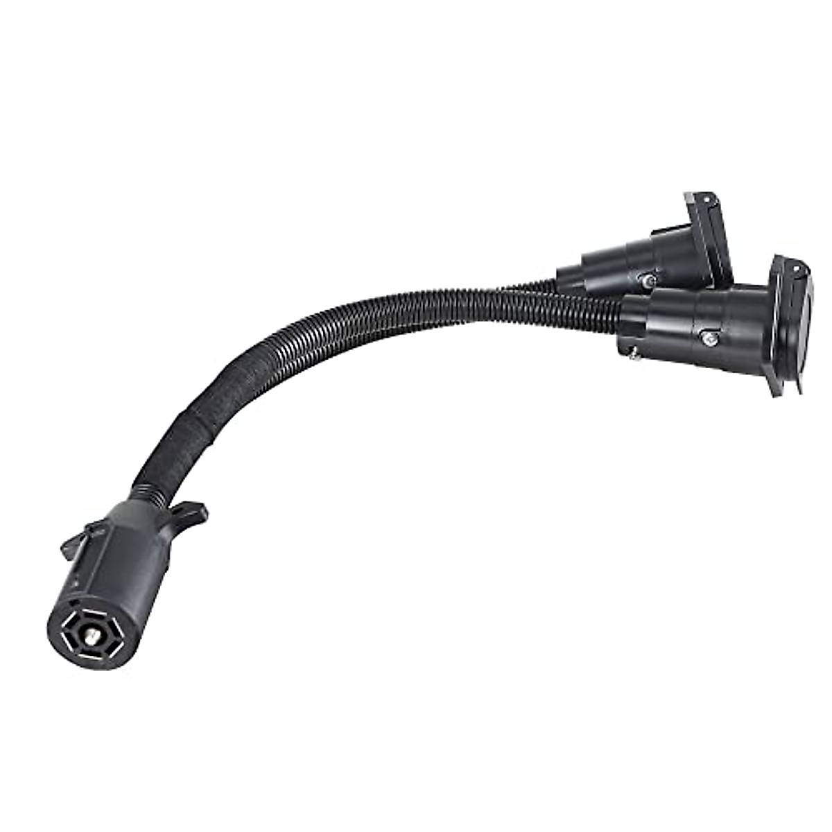 Oyviny 7 Way Y Splitter Trailer Adapter for Pulling Slide in Camper and Trailer, 7 Way Female to Dual 7 Way Male Trailer Connector 20.5 Inches