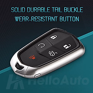 HelloAuto Fit for Cadillac Replacement Key Fob Cover, Key Fob for Cadillac XT5 ATS CTS Remote Key SRX XTS Escalade Key Fob, Keyless Entry Remote 5-Buttons Key Case(HYQ2AB, HYQ2EB)