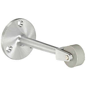 Rockwood 456L.26D Brass Straight Roller Stop, 8 X 3/4" OH SMS Fastener, 6-1/4" Projection, 2" Base Diameter, Satin Chrome Plated Finish