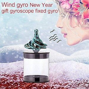Wind Gyro Spinning Top, Portable Wind Blow Turn Gyro Desktop Decompression Toys, Stress Relief Toy (Romantic Blue)