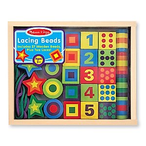 Melissa & Doug Deluxe Wooden Lacing Beads - Educational Activity With 27 Beads and 2 Laces - Beads For Toddlers, Fine Motor Skills Lacing Toys For Toddlers And Kids Ages 3+