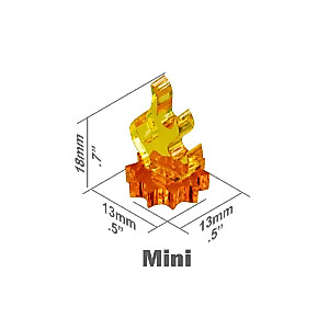 LITKO Flame Marker | Fire Indicator | Spell Effect | Inferno | Compatible with Dungeons & Dragons, Warhammer 40k, Bolt Action, and Other Wargames (Yellow Flames & Amber Base, Mini)