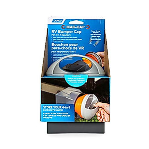 Camco RV Magnetic Bumper Cap | Allows for Convenient Storage of Your 4-in-1 Adapter During Travel | Features a Vented Cap for Air Flow While in Storage (40335), Gray