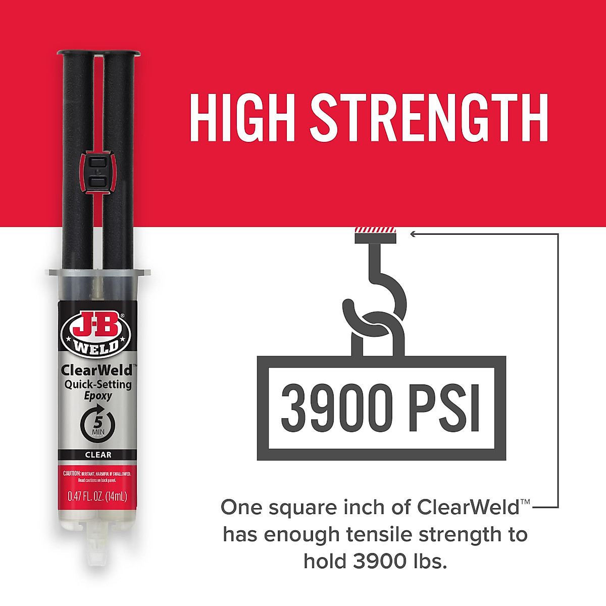 J-B Weld ClearWeld 5 Minute Epoxy, Clear, 14ml w/Static Mixer, (50114H)