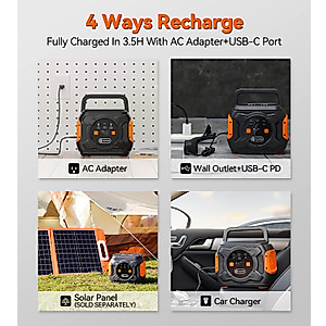 FF FLASHFISH 320W Portable Power Station, 292Wh 80000mAh Solar Generator With AC/DC/100W USB-C/Wireless Charger/SOS Light, CPAP Battery Pack Backup Power For CPAP Outdoor Adventure Camping Emergency