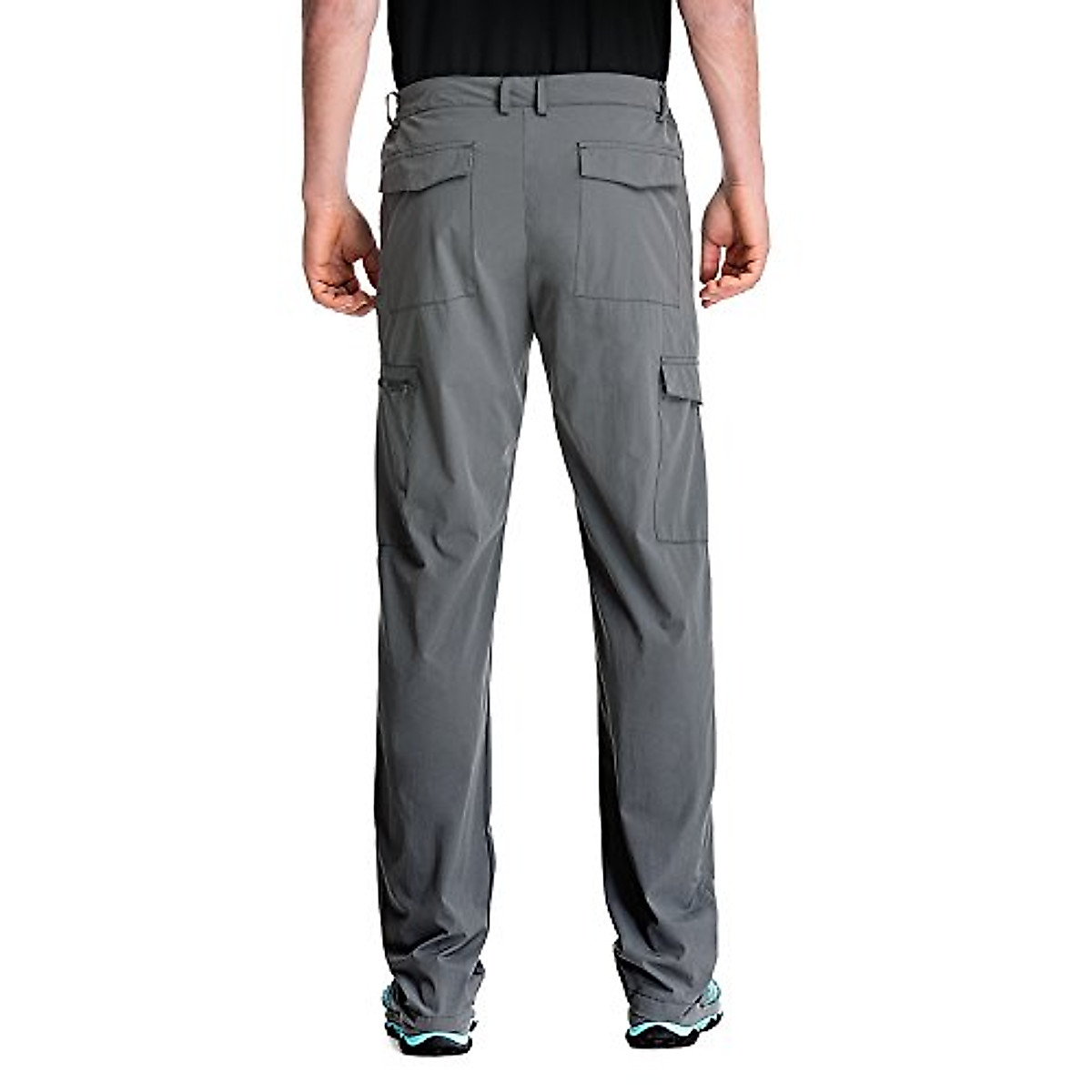 clothin Men's Elastic-Waist Travel Pant Stretchy Lightweight Pant Multi-Pockets Quick Dry Breathable(Grey L-32)