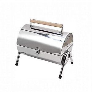 Portable BBQ Grill Portable Charcoal Grill Mini Lightweight BBQ Smoker Grill for Outdoor Barbecues Camping Backyard Garden Picnic Beach Party, Stainless Steel, Silver for Patio Backyard Barbecue Campi