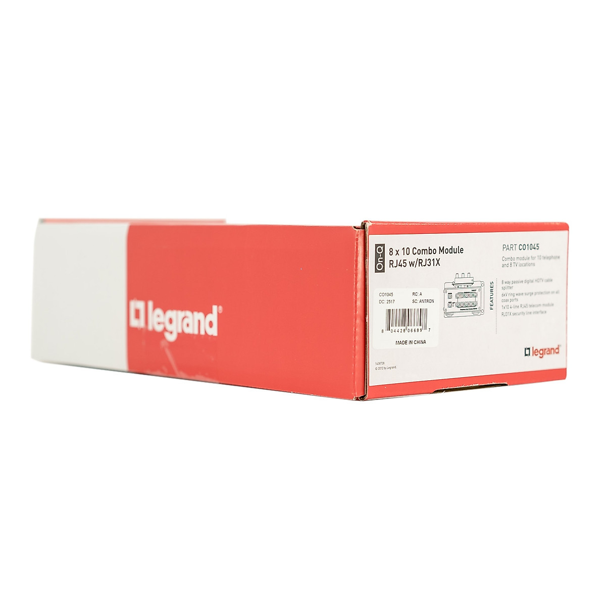 On-Q CO1045 8x10 Combo Module Rj45 W/Rj31x, 10X9, Black