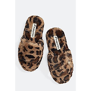 Fabletics Women's Fur Slipper, 8, Leopard