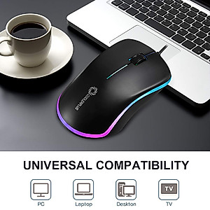 COOLERPLUS FC112 USB Optical Wired Computer Mouse with Easy Click for Office and Home, 1000DPI, Premium and Portable,Compatible with Windows PC, Laptop, Desktop, Notebook (Black)