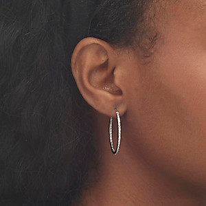 PalmBeach Platinum-plated Sterling Silver Genuine Diamond Accent Inside Out Hoop Earrings (31mm)