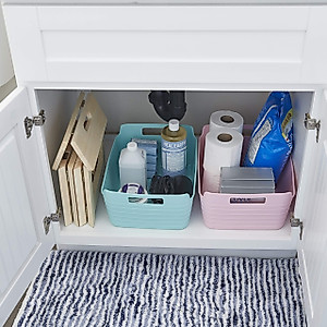 ECR4Kids Bendi-Bins with Handles, Flexible Plastic Storage Baskets for Multipurpose Use, Stackable Storage Organizer, 14.6in x 11.4in, 6-Piece - Pastel