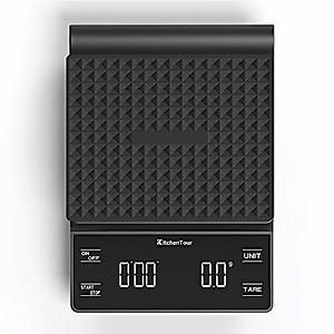 KitchenTour Coffee Scale with Timer 3kg/0.1g High Precision Pour Over Drip Espresso Scale with Back-Lit LCD Display (Batteries Included)