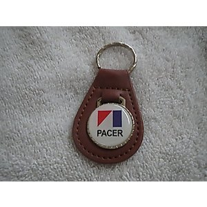 1975 1976 1977 1978 1979 AMC PACER LOGO EMBLEM LEATHER KEYCHAIN - BROWN