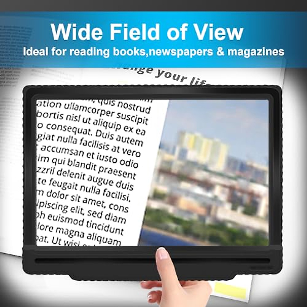 5X Magnifying Glass with Light 43 Ultra-Bright LEDs, Large Page Magnifying Glass for Reading, Lightweight Handheld Magnifier for Elderly People,Low Vision,Book Lovers