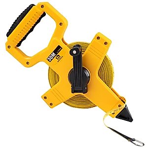 HOGARSWE Open Reel Fiberglass Tape Measure, 100 Foot Tape Measure by 1/2-Inch, Inch/Metric Scale for Engineer,Outdoor, Athletic Field, Impact Resistant ABS Shell (100FT/30M）