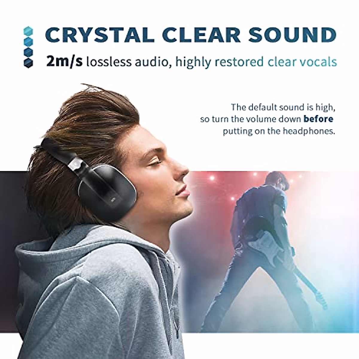 Wireless TV Headphones, 2.4GHz Digital Over-Ear Stereo Wireless Headphones for TV Watching 100ft Distance Charging Dock Rechargeable Black