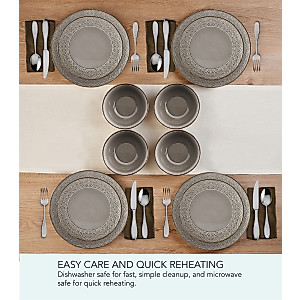 Pfaltzgraff Emma 12 Piece Dinnerware Set, Service For 4, Gray