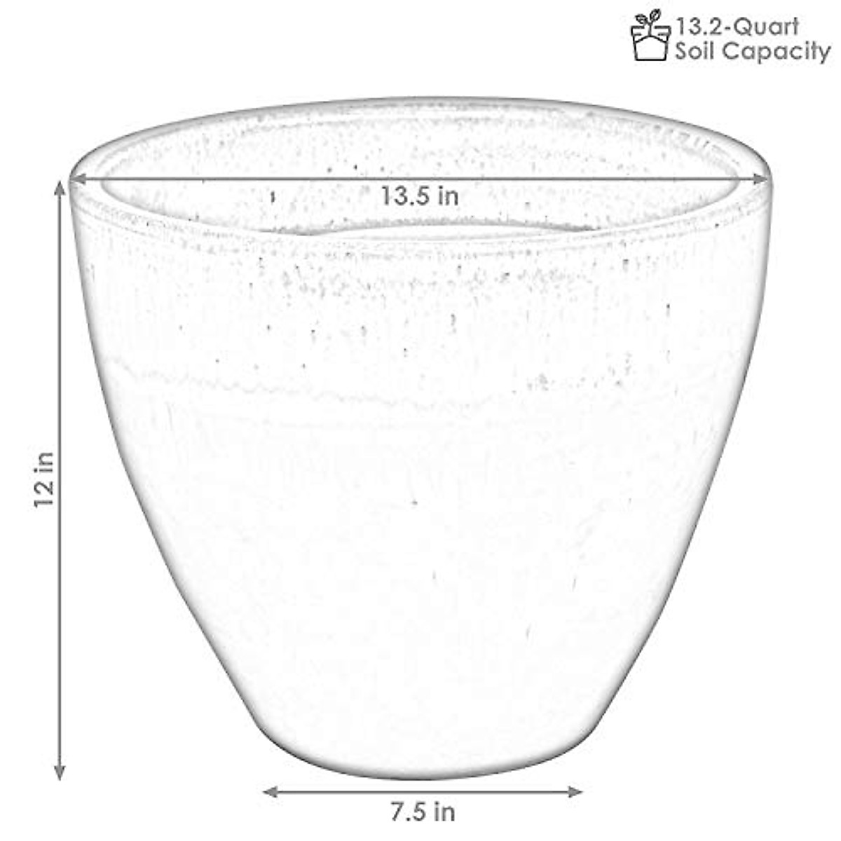 Sunnydaze Large Ceramic Planter - Indoor or Outdoor Plant Pot with Drainage Holes - Imperial Blue Glaze Finish - 13" - Resort