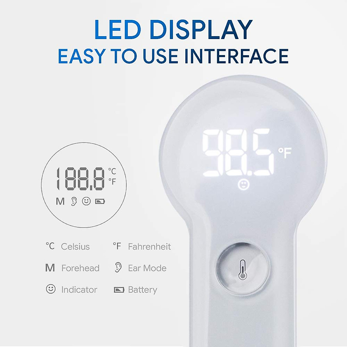 FDoc Forehead Thermometer for Babies, Adults, Children, 1 Second Results, Infrared IR Digital Thermometer to Measure Fever in Humans