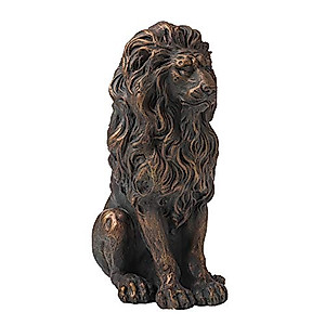glitzhome Magnesium Oxide, Fibre Glass GH20387 Guardian Standing Lion Outdoor Statue, Bronze