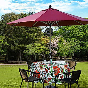 EHouseHome Outdoor and Indoor 60inch Round Tablecloth with Umbrella Hole and Zipper, Waterproof Zippered Patio Table Cloths, Spring/Summer Table Covers for Backyard Circular Table/BBQs/Picnic