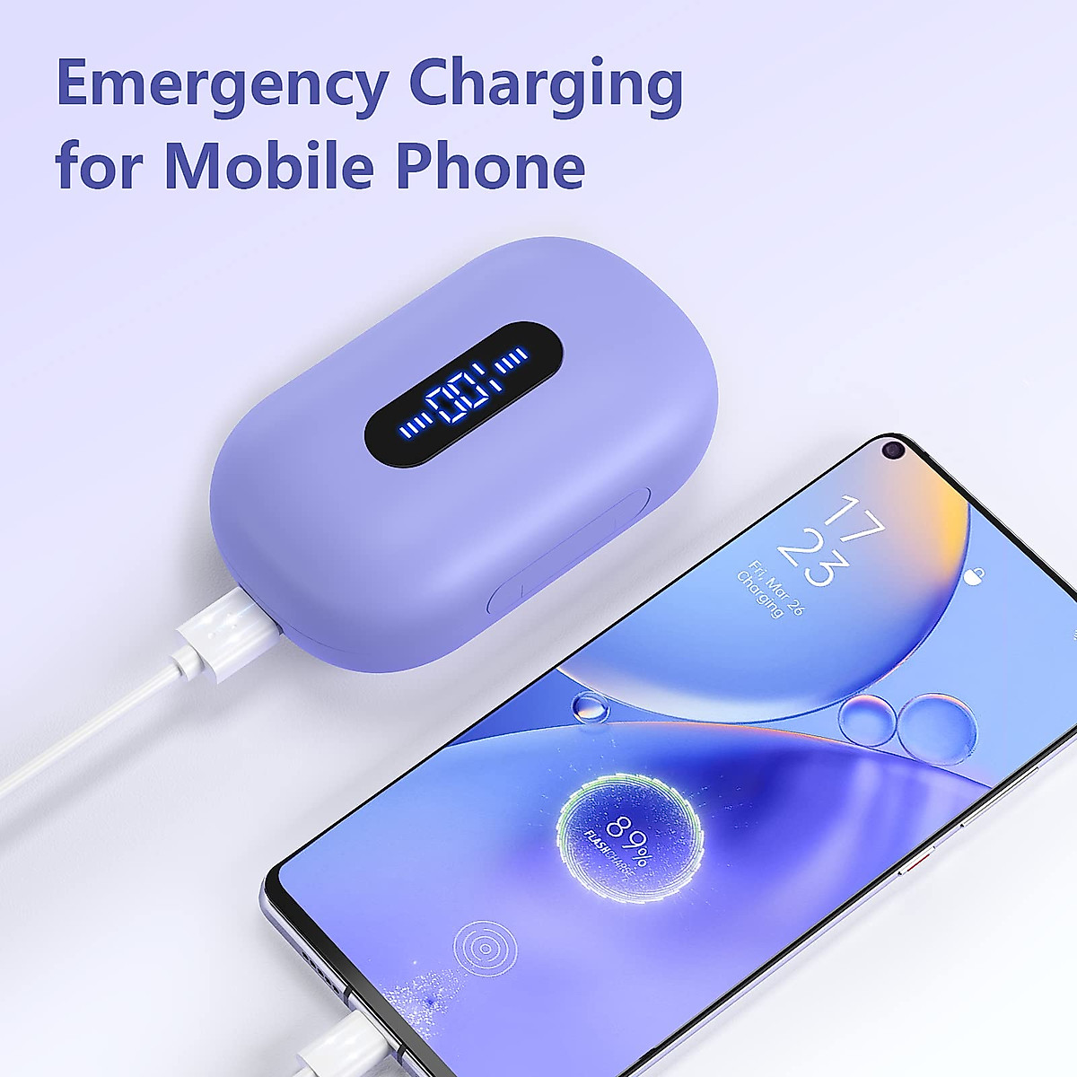 occiam Wireless Earbuds Bluetooth Headphones 130H Playback 4 Mics Clear Call Waterproof 2200mAh Charging Case in-Ear Ear Buds Earphones with Earhooks for Sports Running Workout-STADOR (Purple)