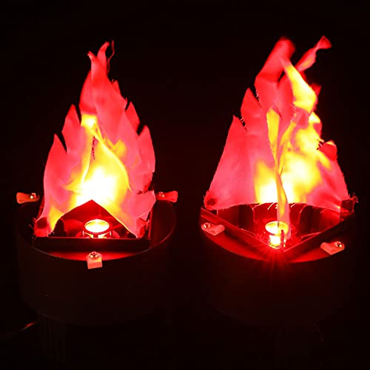 Macarrie 3 Pcs LED Fake Fire Flame Hanging Lamp Decoration 110v 3D Artificial Flickering Flame Campfire Realistic Flame Hanging Cauldron Light Decor for Halloween Christmas Party Festival Night Clubs
