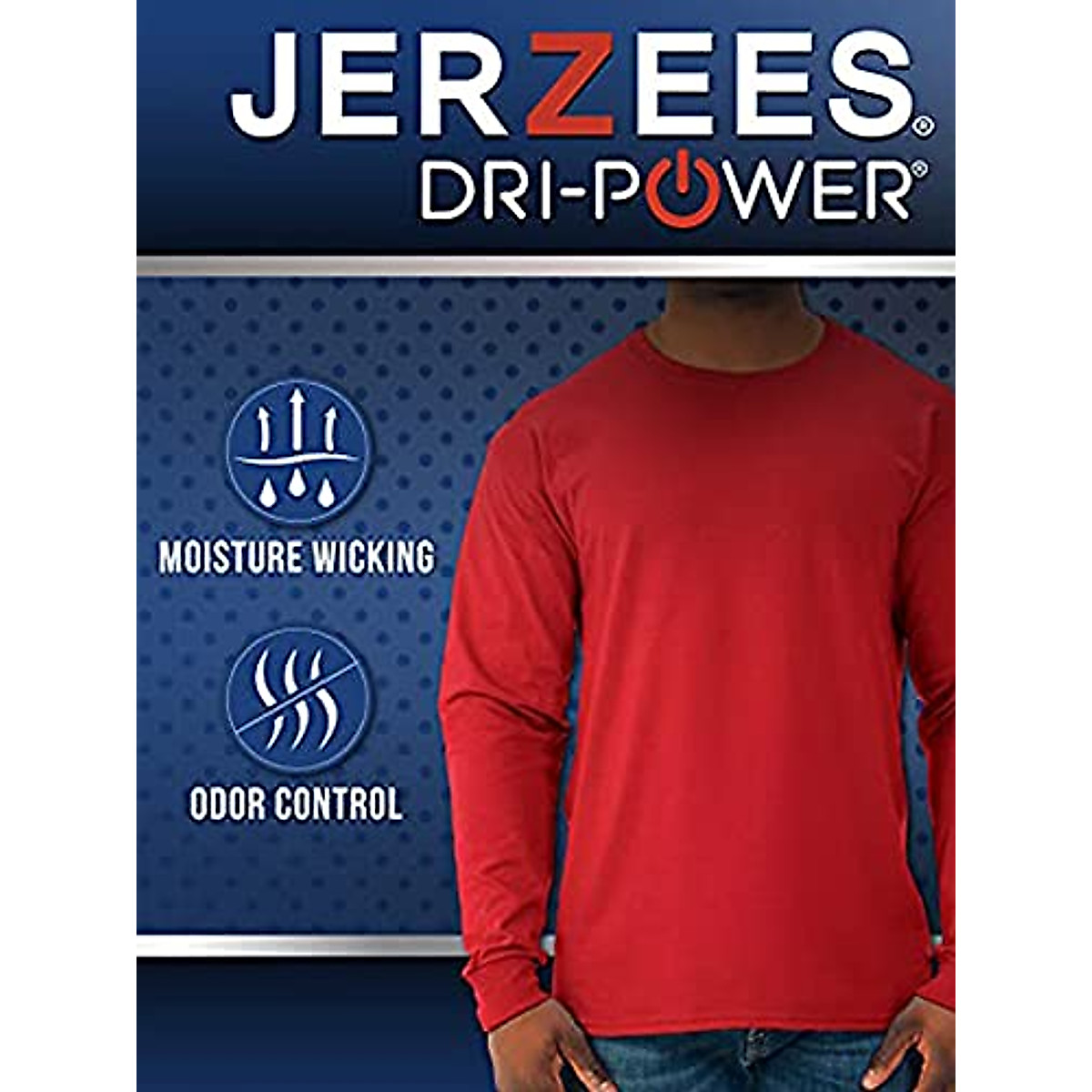 Jerzees Men's Dri-Power Cotton Blend Long Sleeve Tees, Moisture Wicking, Odor Protection, UPF 30+, Sizes S-3X, Safety Green, Large