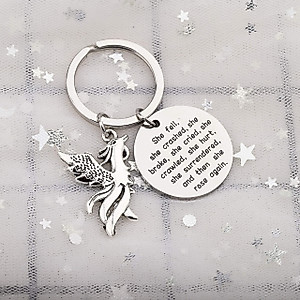 BAUNA Phoenix Encouragement Keychain Phoenix Jewelry For Friends She Fell She Broke and Then She Rose Again Phoenix Charms (Phoenix Encouragement Keychain)