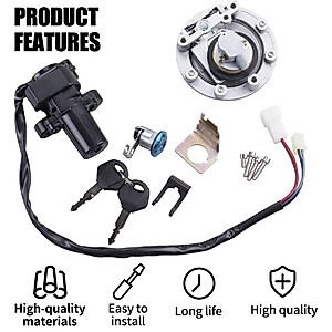 CNCMOTOK Ignition Switch Gas Cap Cover Seat Lock Key Set for Yamaha YZF R1 R6 1992-2012