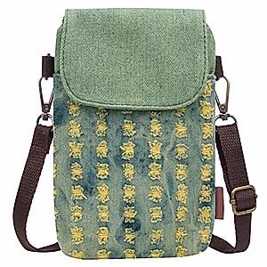 WITERY Small Crossbody Bags for Teen Girl - Handmade Cute Canvas Cross Body Phone Purse Cloth Pouch with Adjustable Shoulder Strap, Mini Women Travel Cell Phone Purse Wallet