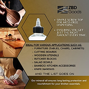 Z's Wood Nectar 16oz Odorless Food-Grade Mineral Oil - Premium Care for Cutting Boards, Butcher Blocks, Countertops, Bamboo, Kitchen Utensils & More